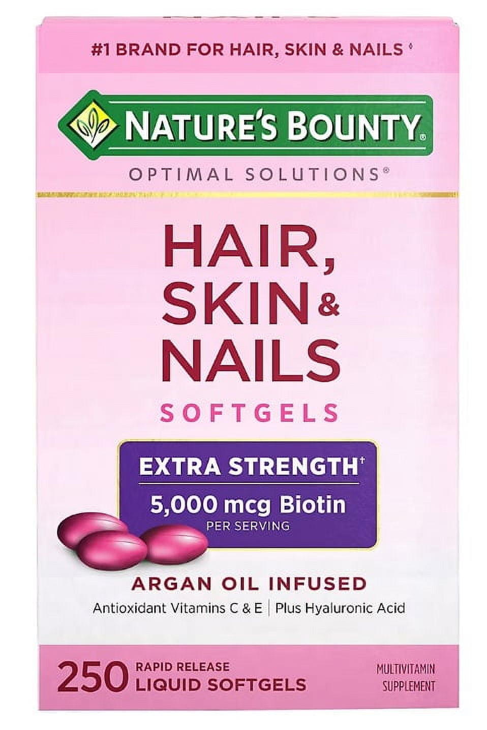Nature's Bounty Hair, Skin and Nails Extra Strength Vitamins, 250 ct ...