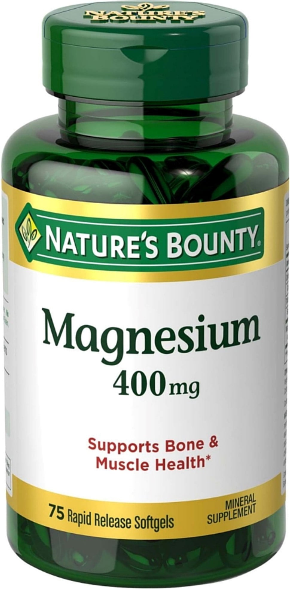 Nature's Bounty Magnesium 400 mg Softgel, Supports Bone and Muscle ...