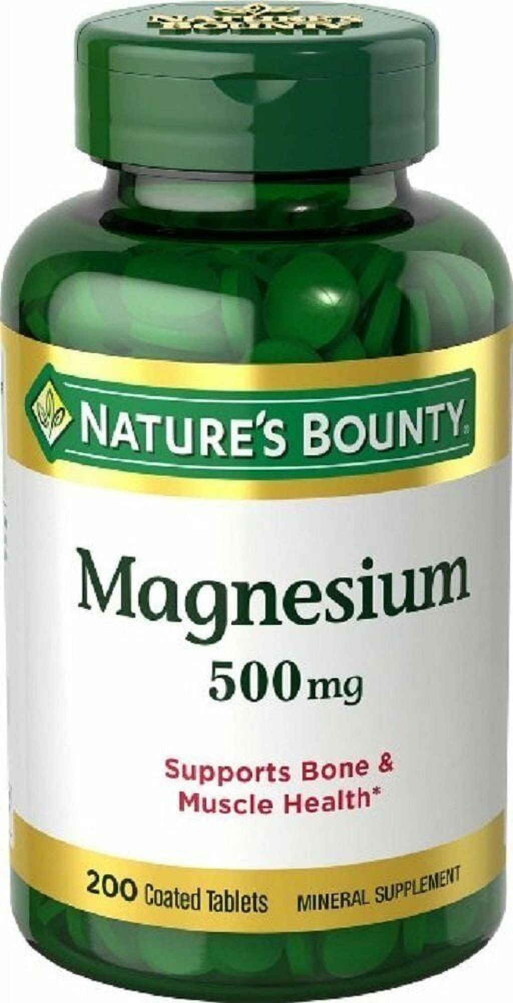 Nature's Bounty Magnesium 500mg High Potency Tablets, Easy Swallow Size ...