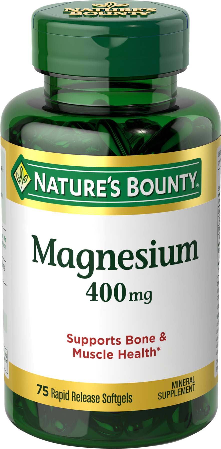 Nature's Bounty Magnesium Rapid Release Softgels, 400 Mg, 75 Ct ...