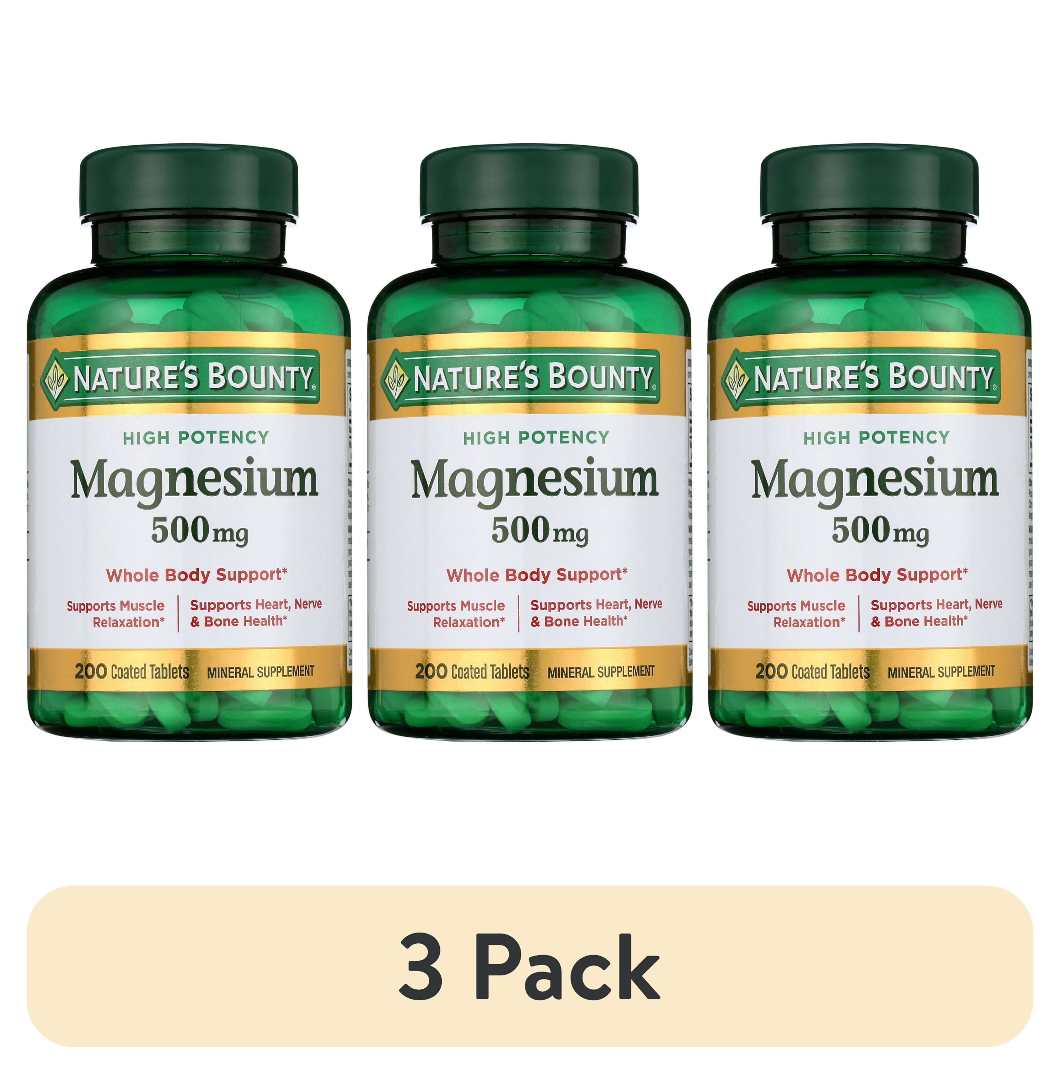(3 pack) Nature's Bounty Magnesium 500 mg 200 Tabs - Walmart.com