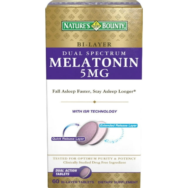 Nature's Bounty Melatonin 5mg, Bi-Layer, Quick & Extended Release ...
