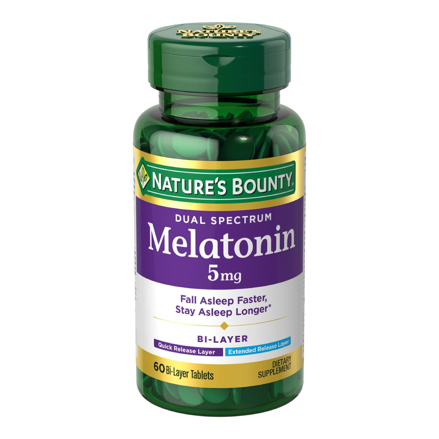 Nature’s Bounty 5mg Melatonin Quick & Extended Release Tablets, Healthy ...