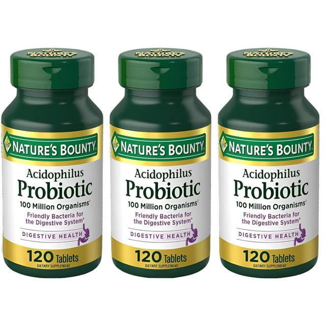 Nature's Bounty Probiotic Acidophilus Dietary Supplement Tablets, 120 ...
