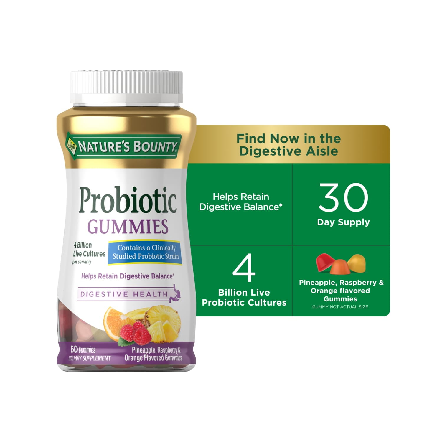 Nature's Bounty Probiotic Gummies for Digestive Gut Health and Immune ...