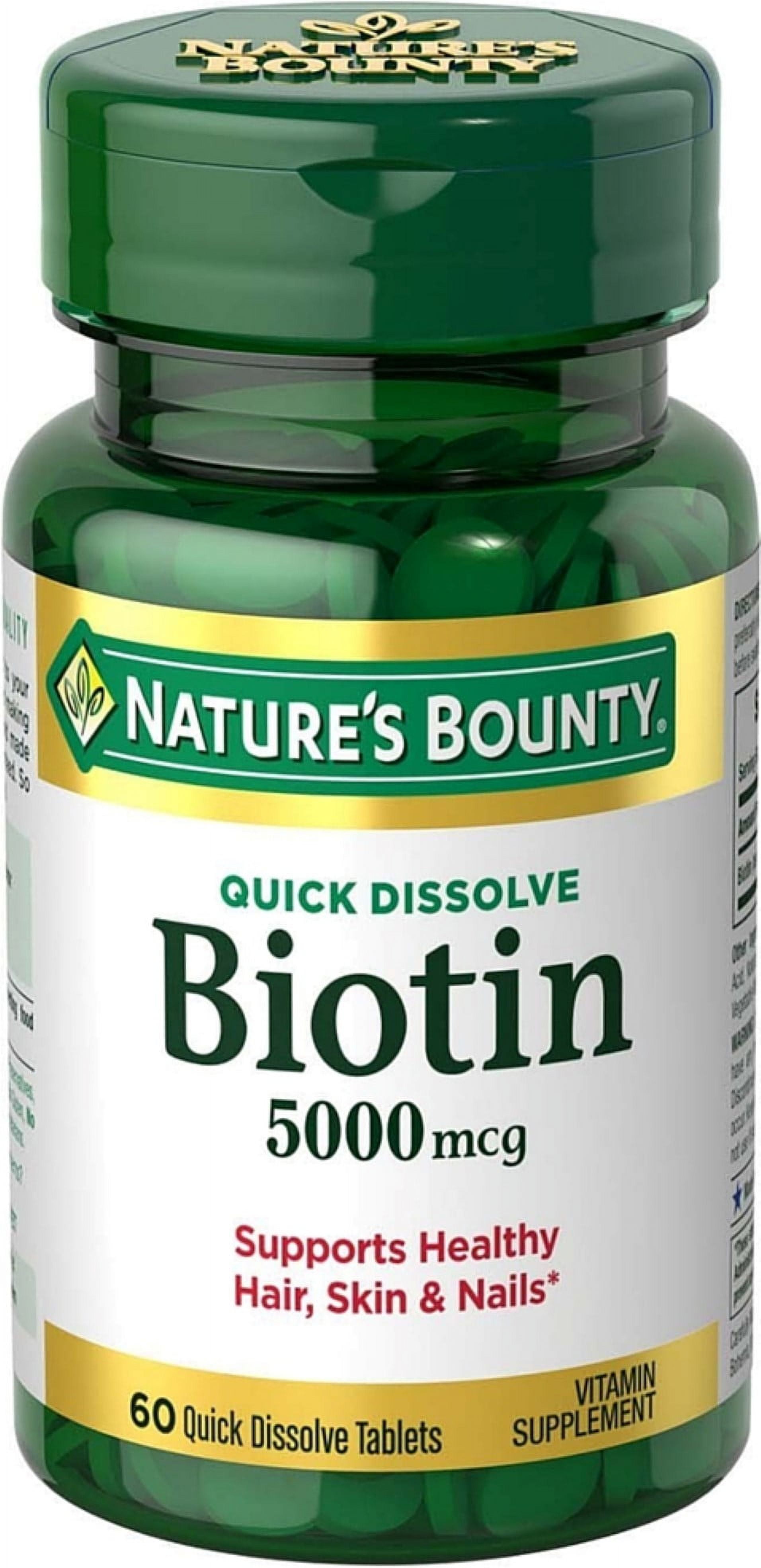 Nature's Bounty Quick Dissolve Biotin Tablets, 5000mcg, 60 Ct - Walmart.com