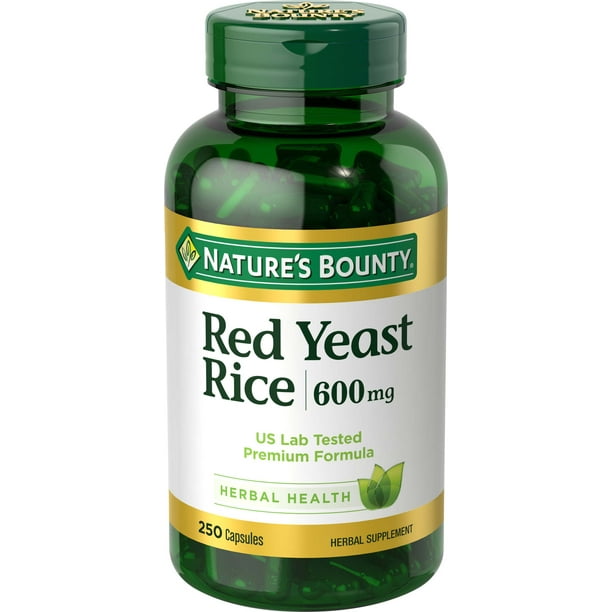 Nature’s Bounty Red Yeast Rice Supplement, 600 mg, 250 Capsules ...