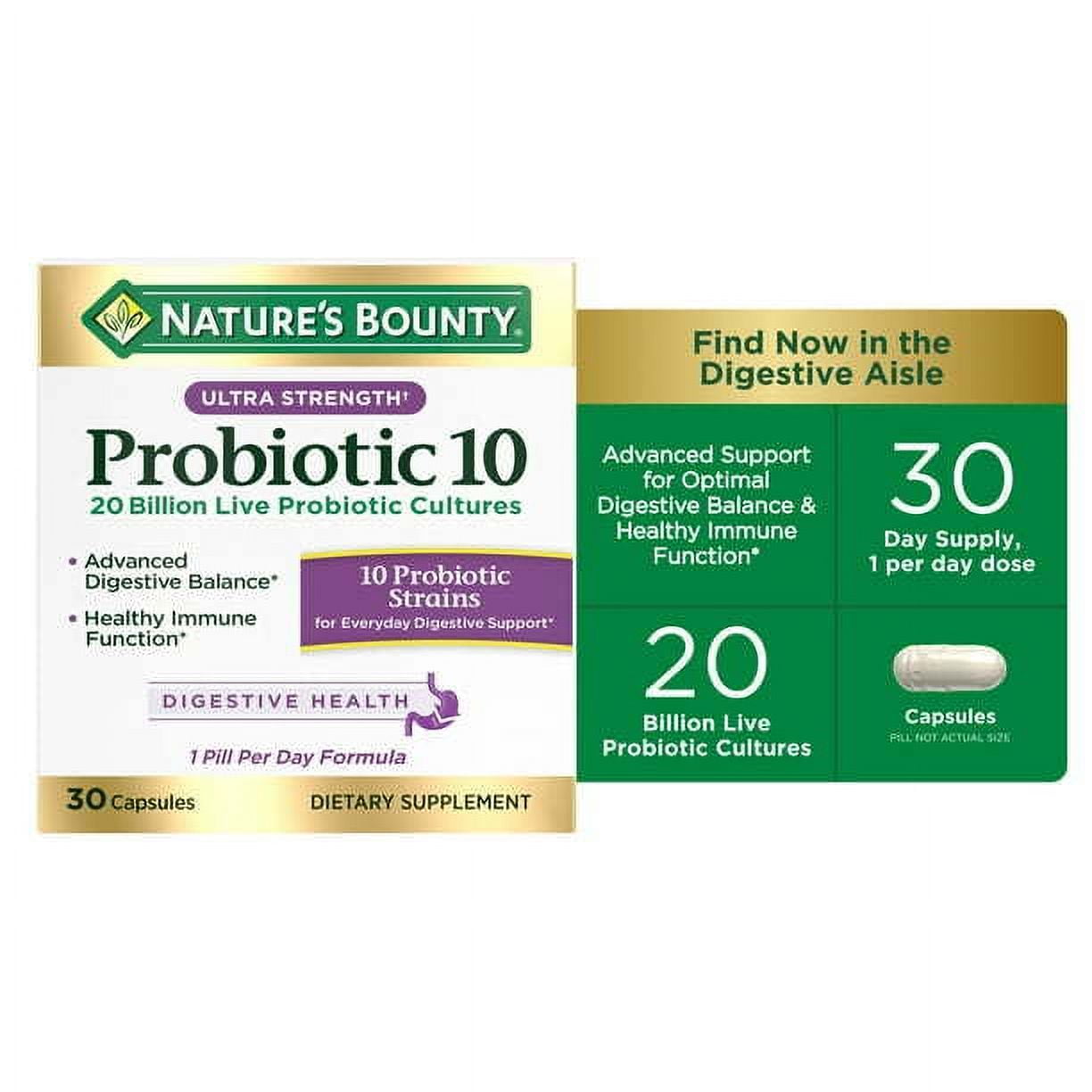 Nature's Bounty Ultra Strength Probiotic 10 Capsules; 30 Count ...