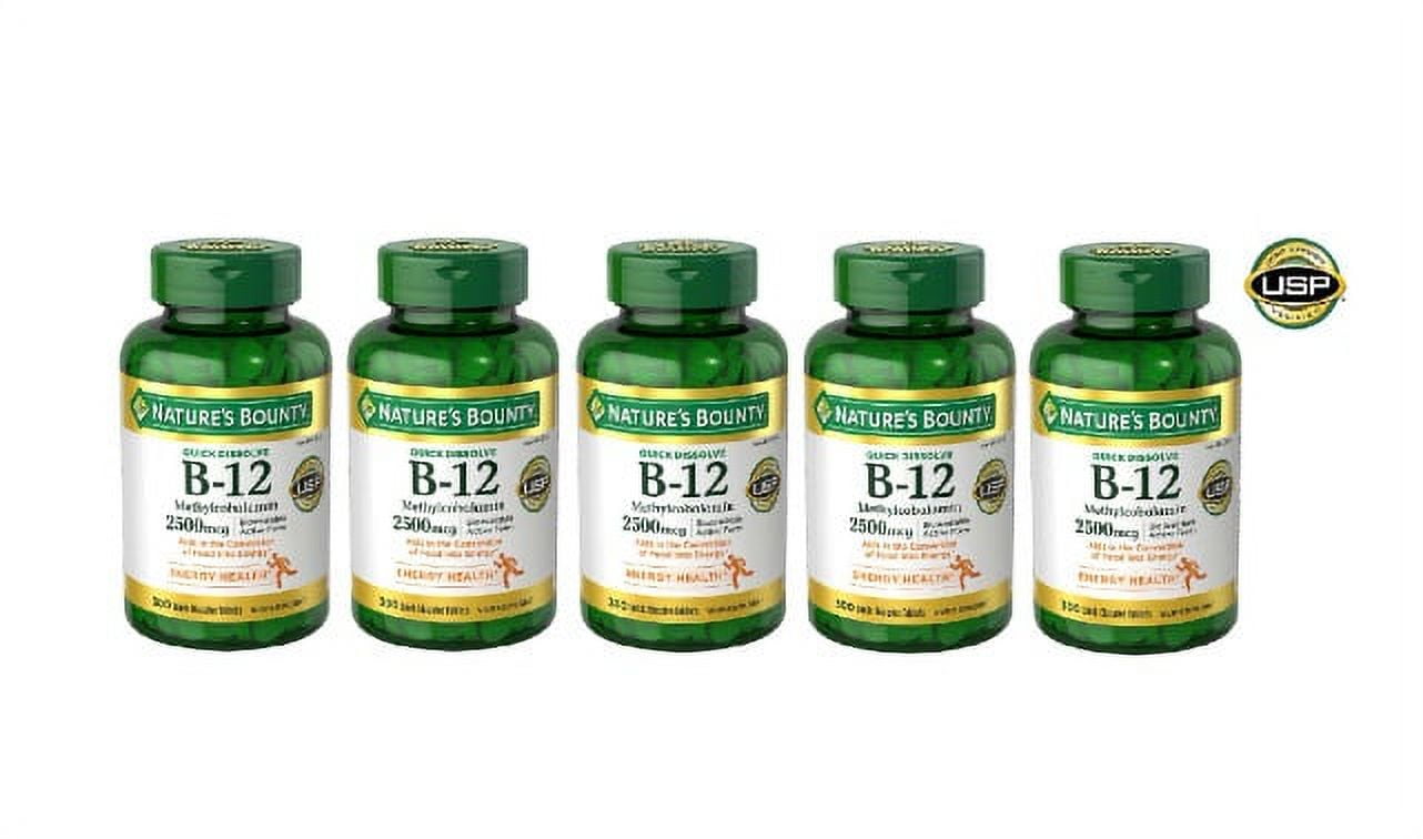 Nature's Bounty Vitamin B-12 2500 mcg, 300 Quick Dissolve Tablets(5PK ...