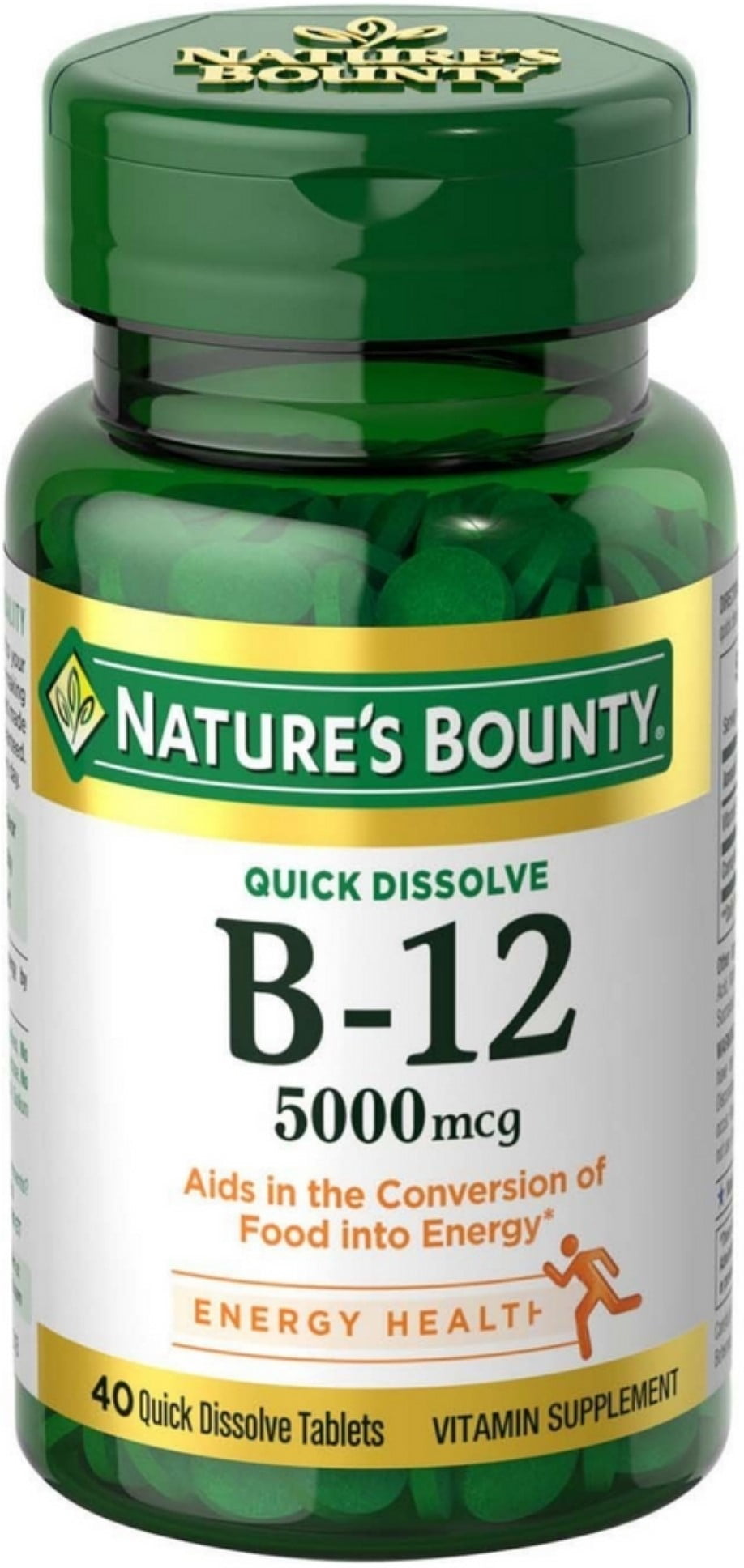 Nature's Bounty Vitamin B12 5000 mcg Quick Dissolve Tablets, Natural ...
