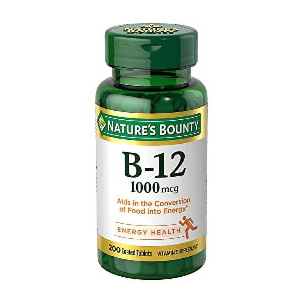 Nature's Bounty Vitamin B12 Tablets, 1000mcg, 200 Ct, Supports Cellular ...