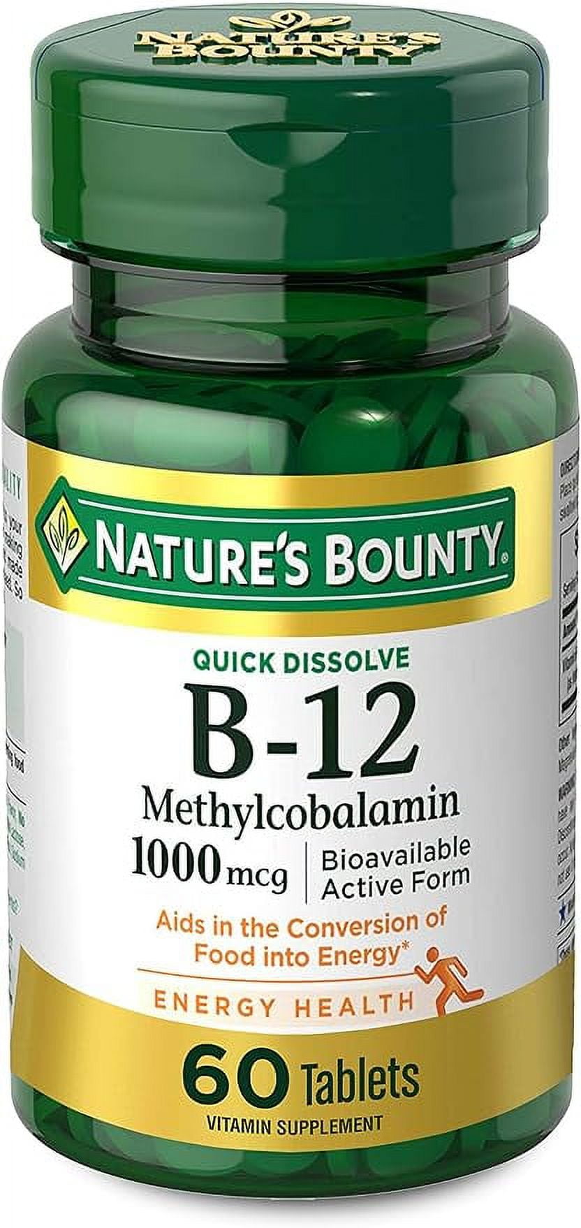 Nature's Bounty Vitamin B12, Supports Energy Metabolism and Nervous ...