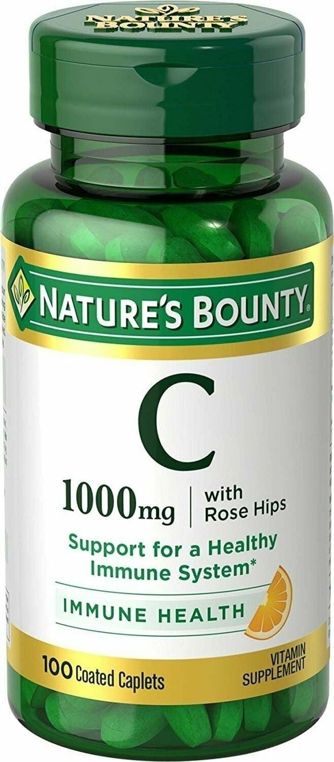 Nature's Bounty Vitamin C With Rose Hips Caplets, 1,000 Mg, 100 Ct, 5 ...
