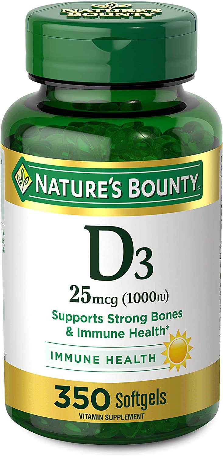 Nature's Bounty Vitamin D3 1000 IU Softgels, 350 Count - Walmart.com