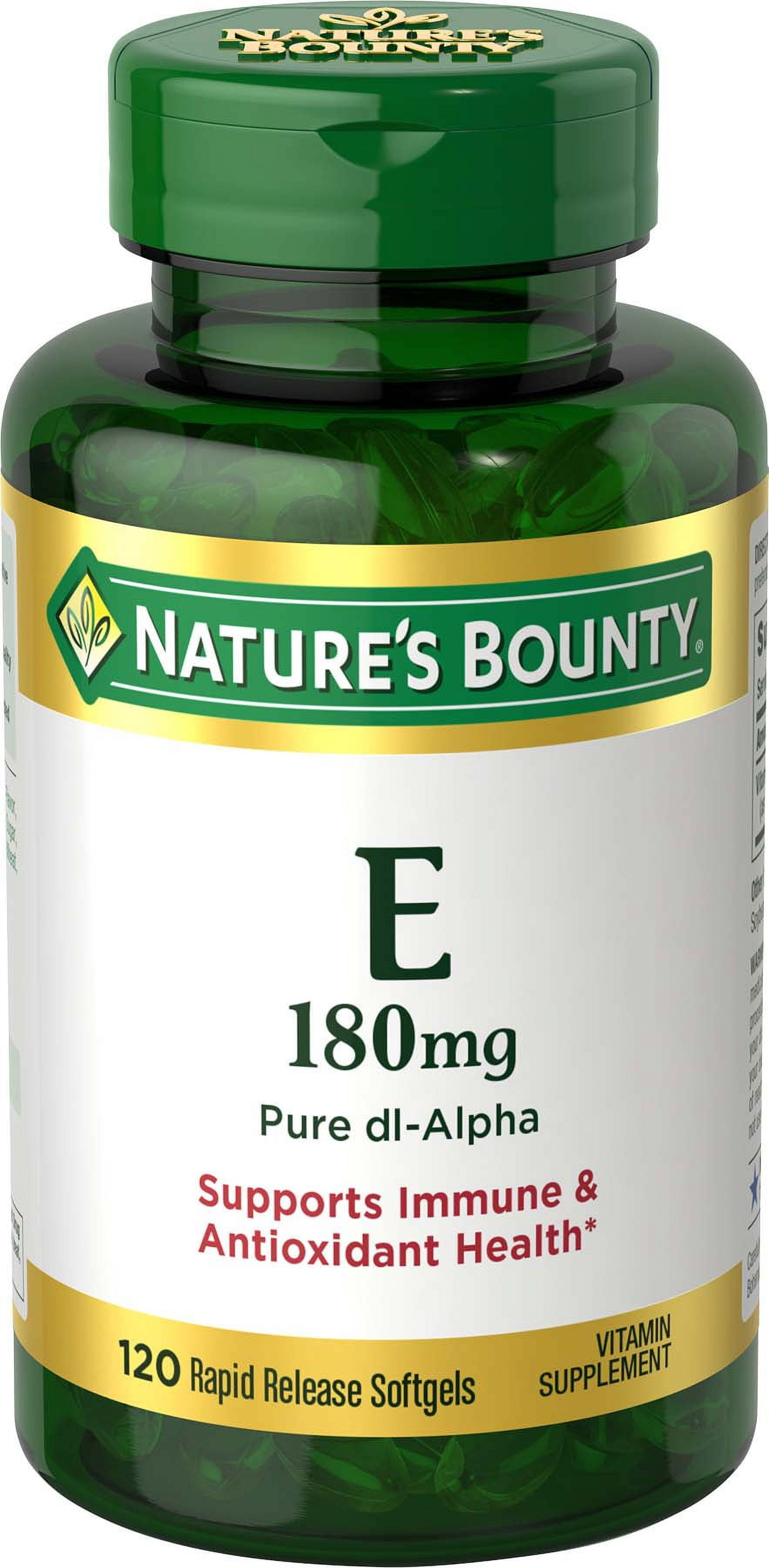 Nature's Bounty Vitamin E Pure dl-Alpha 180mg, 120 Softgels, Supports ...