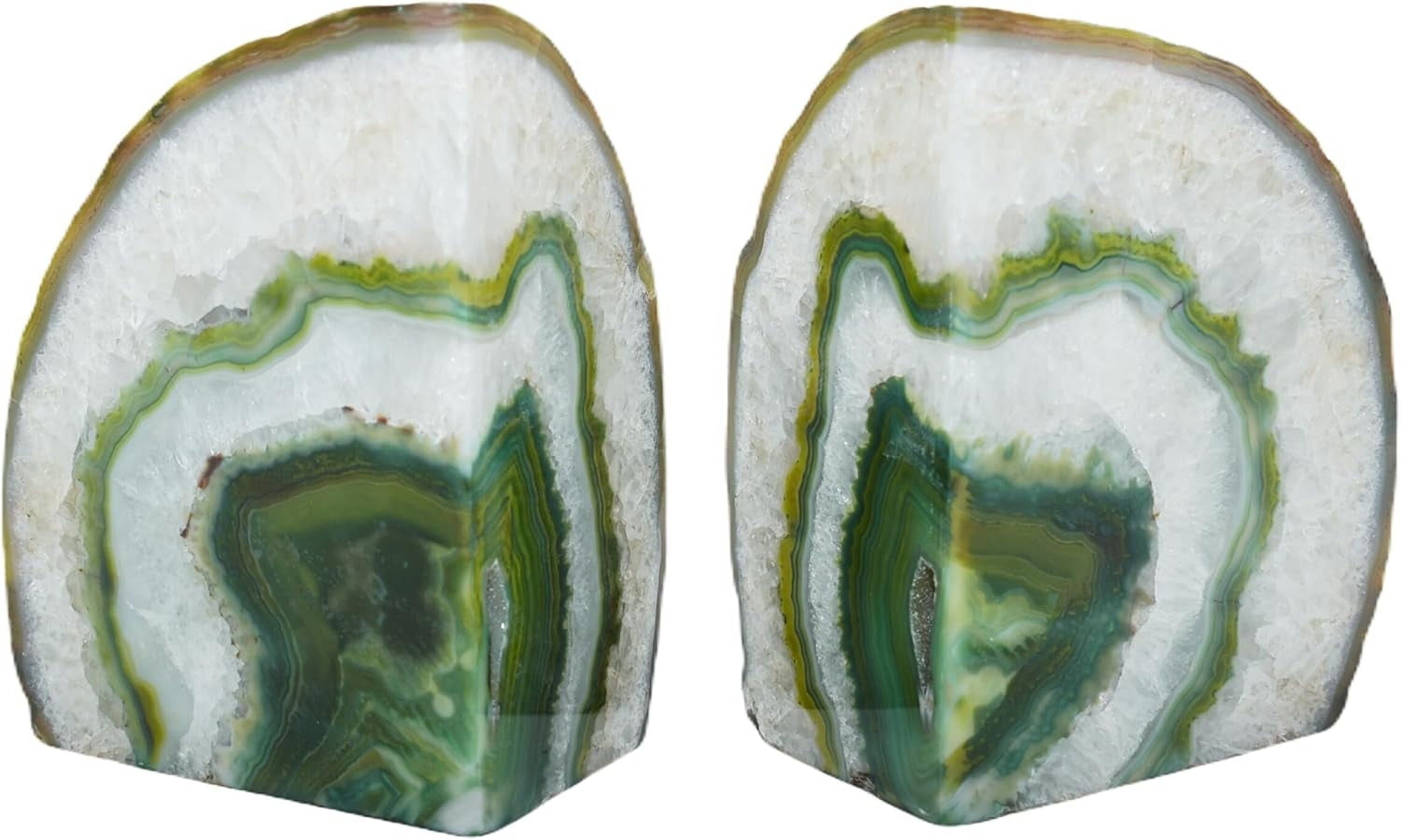 Nature's Decorations Agate Bookends - A Quality Green Geode with Non ...