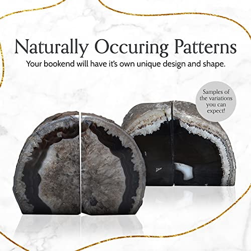 Nature's Decorations Black Agate Bookends – A+ Grade Geode Heavy Duty ...