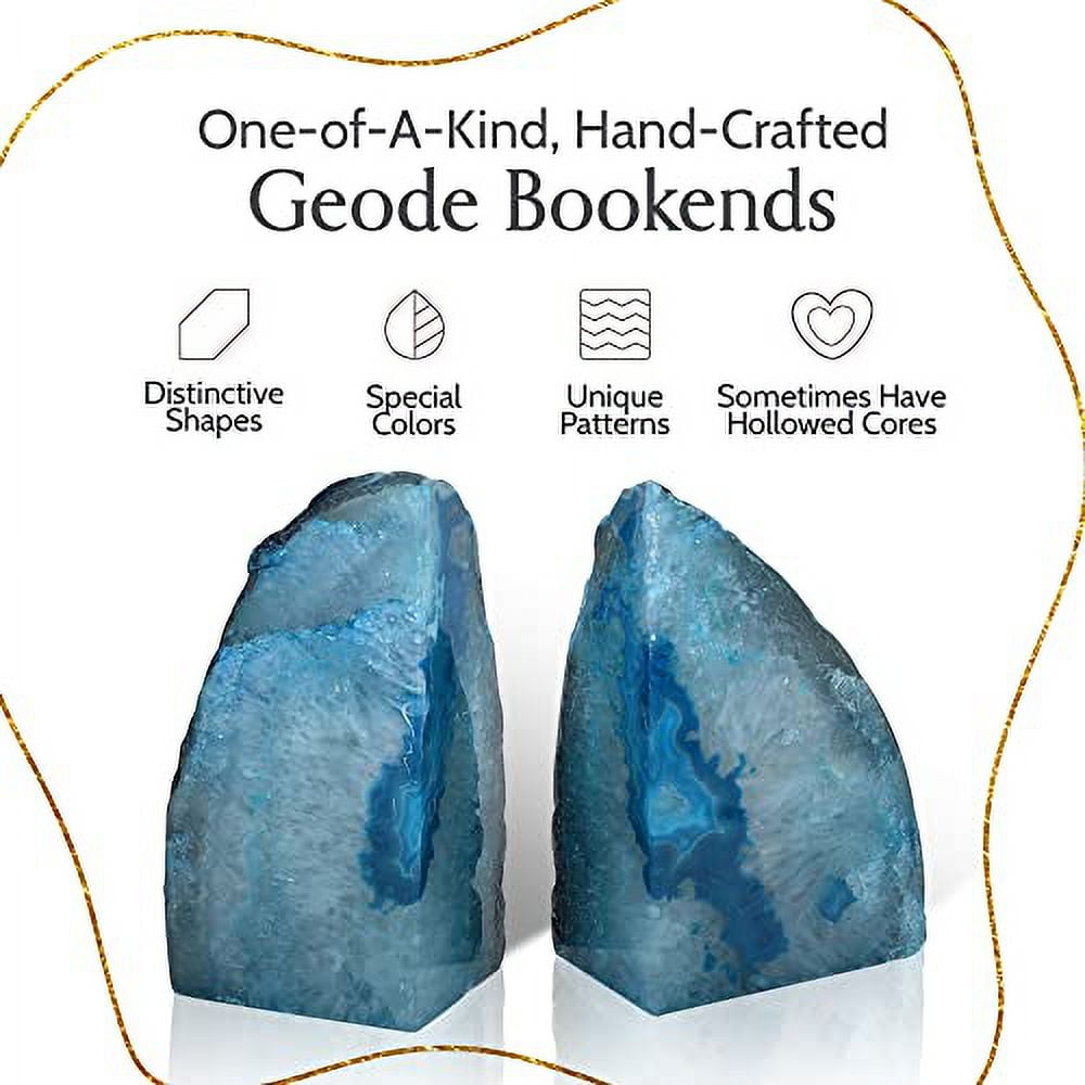 Nature's Decorations Teal Agate Bookends – A+ Grade Geode Heavy Duty ...