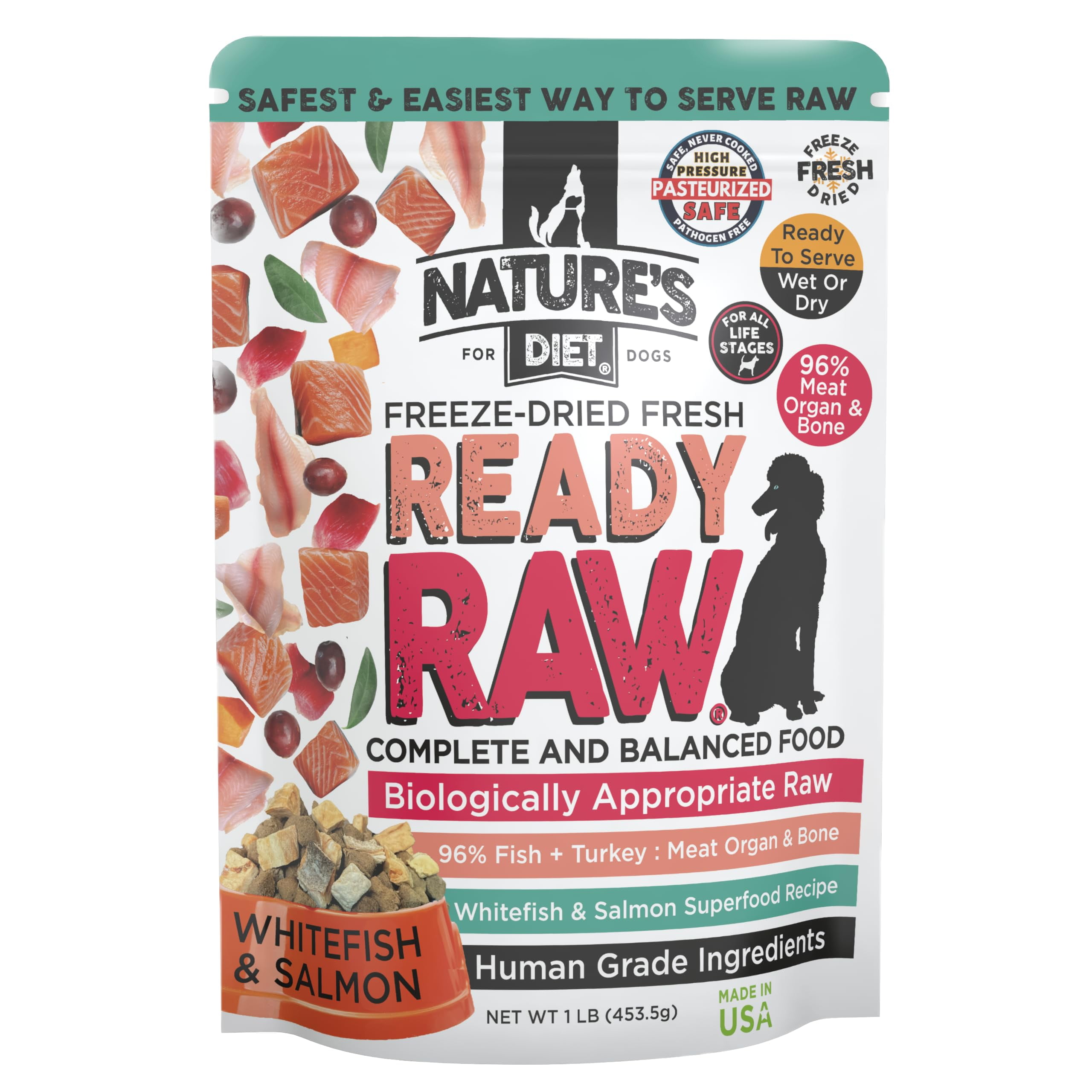 Nature's Diet Ready Raw DPF11 : Freeze-Dried Raw Dog Food, Salmon ...