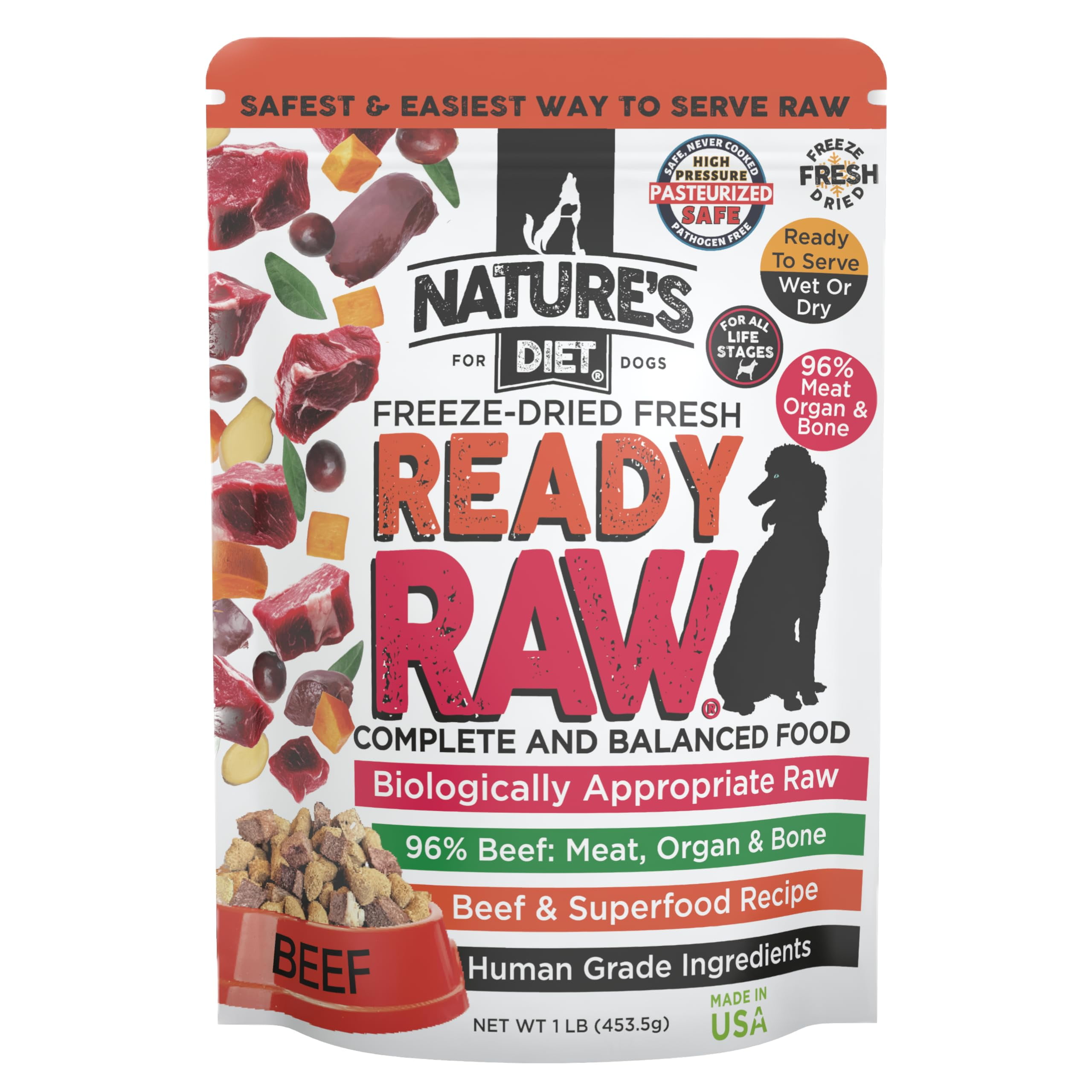 Nature's Diet® Ready Raw® Freeze-Dried Raw Dog Food, Beef, Human Grade ...