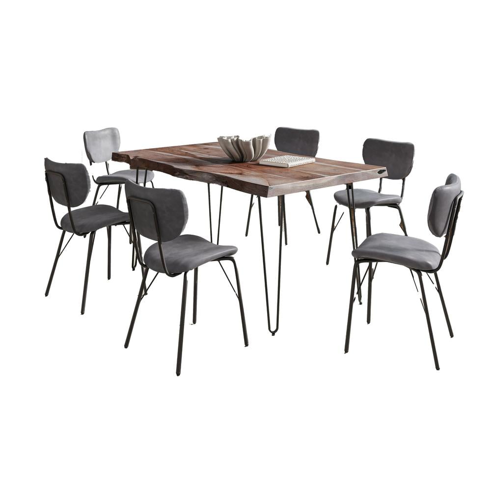 Nature's Edge 60" Seven Piece Modern Dining Set with Upholstered ...