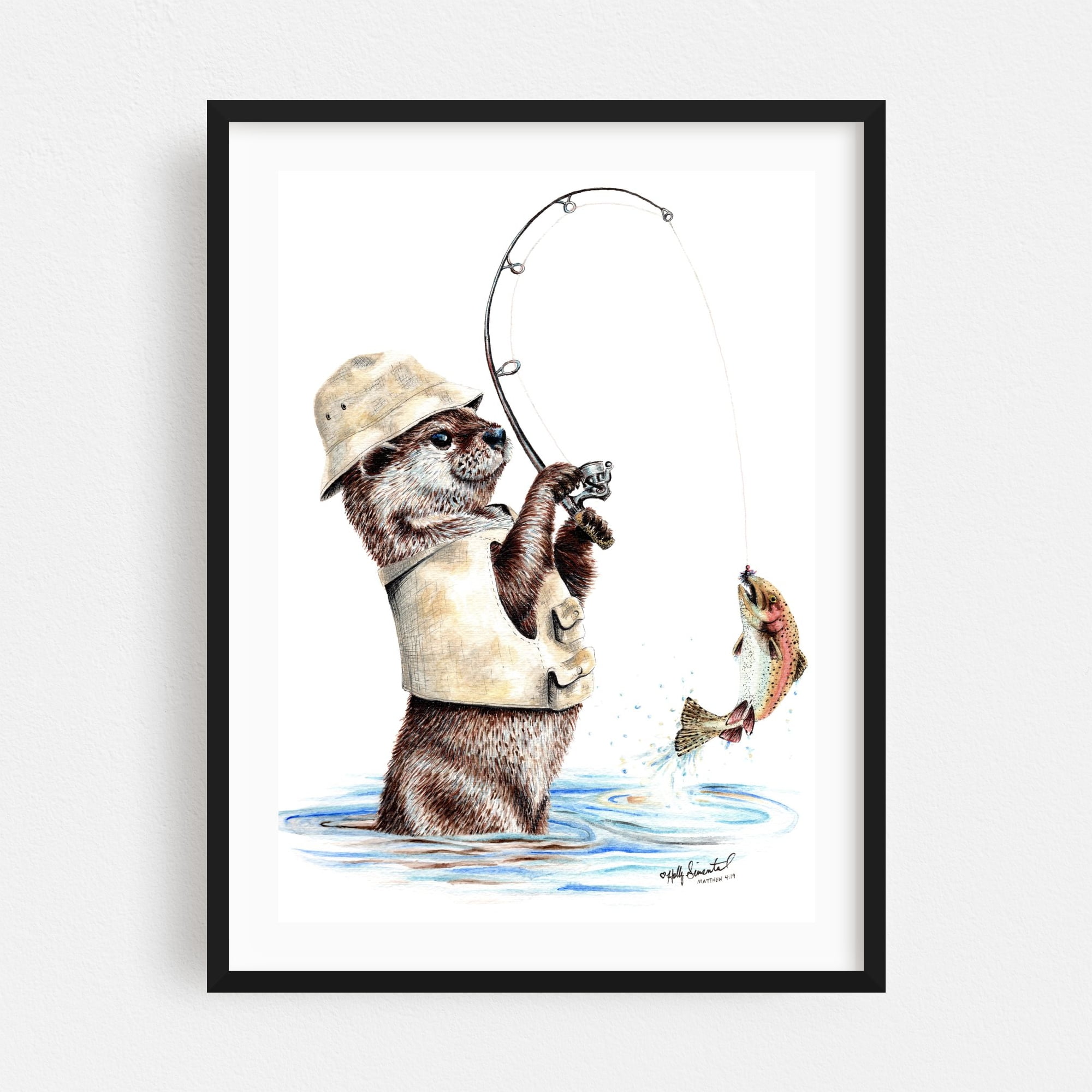 Nature's Fisherman - Painting Black Framed Wall Art Print 20 x 30 ...