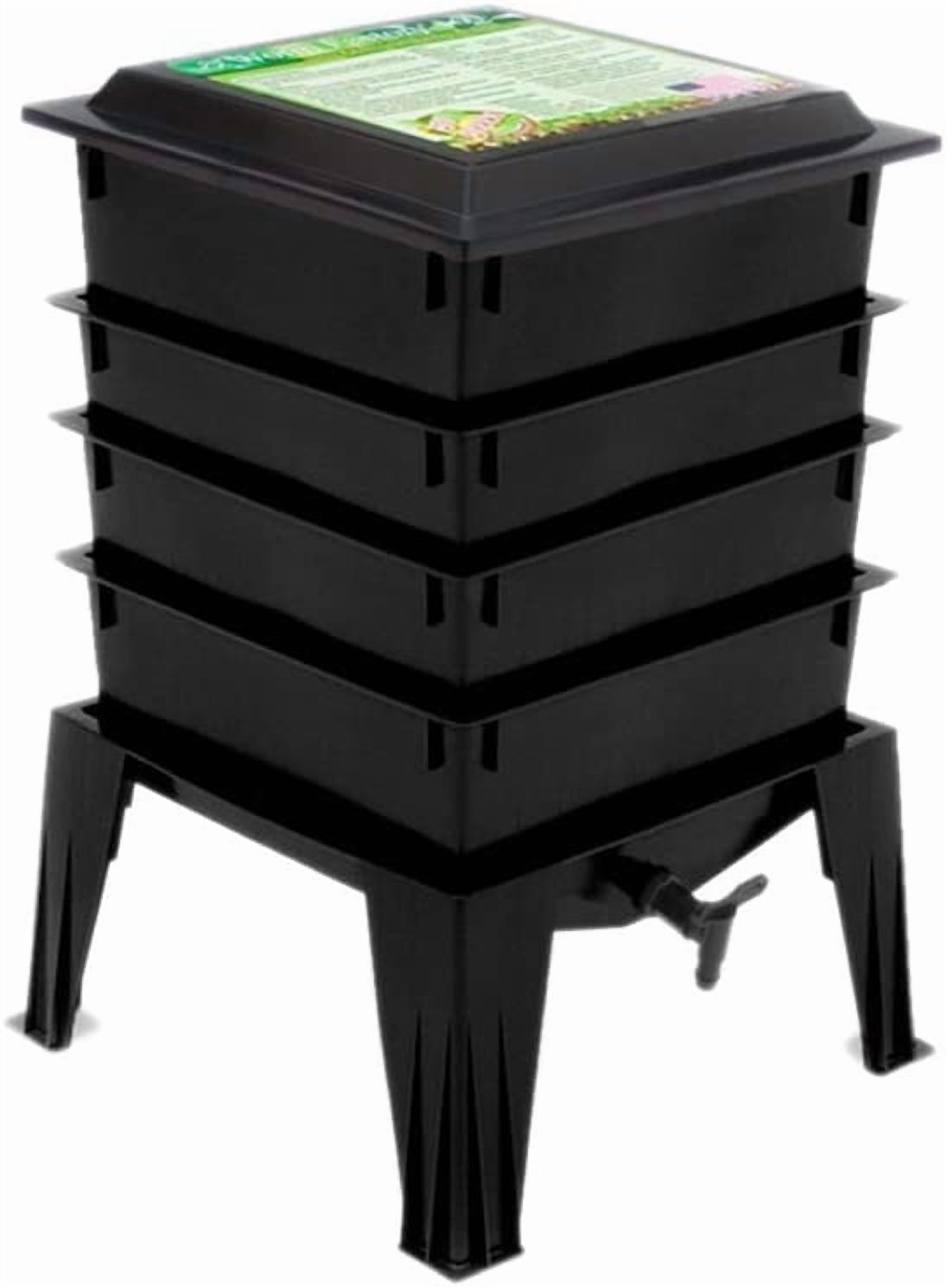 Nature's Footprint WF360BW Worm Factory 360 4 Tray with Worms, Black ...