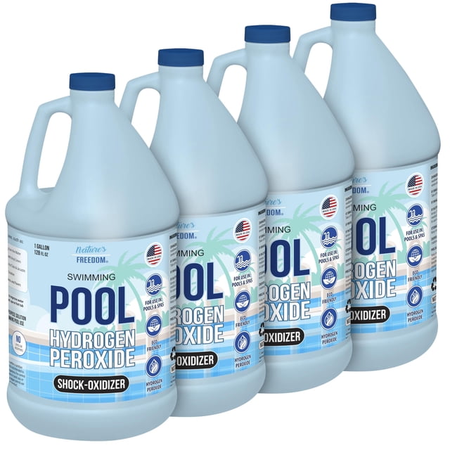 Nature's Freedom Hydrogen Peroxide 12%, Swimming Pool and Spa Chlorine ...