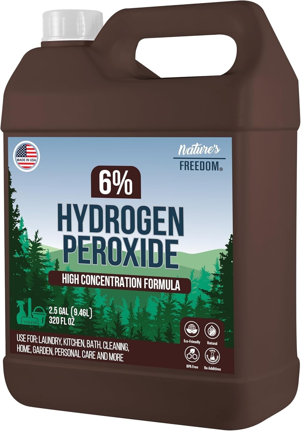 Nature's Freedom Hydrogen Peroxide 6% Concentrate, H2O2 and Purified ...