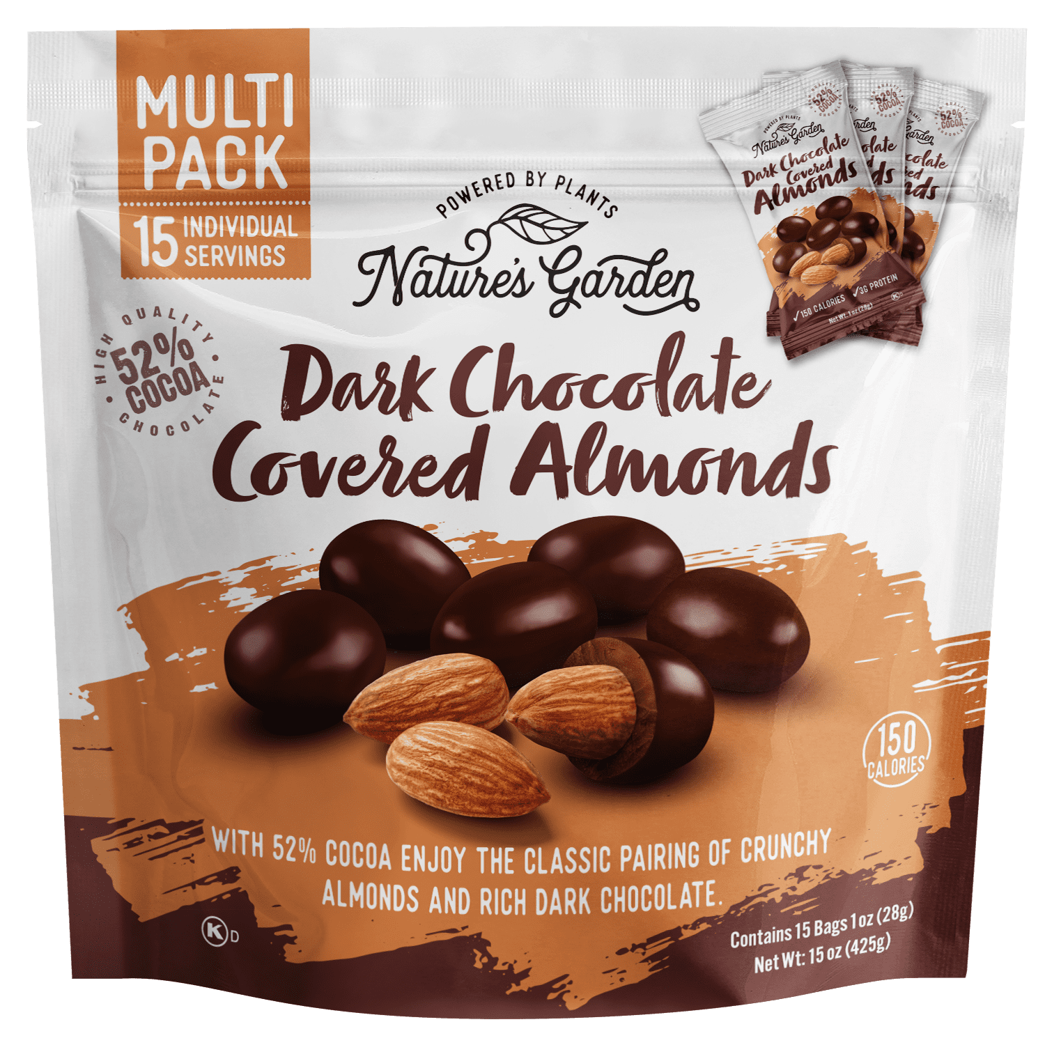 Nature's Garden Dark Chocolate Covered Almonds Snack Pack - Walmart.com