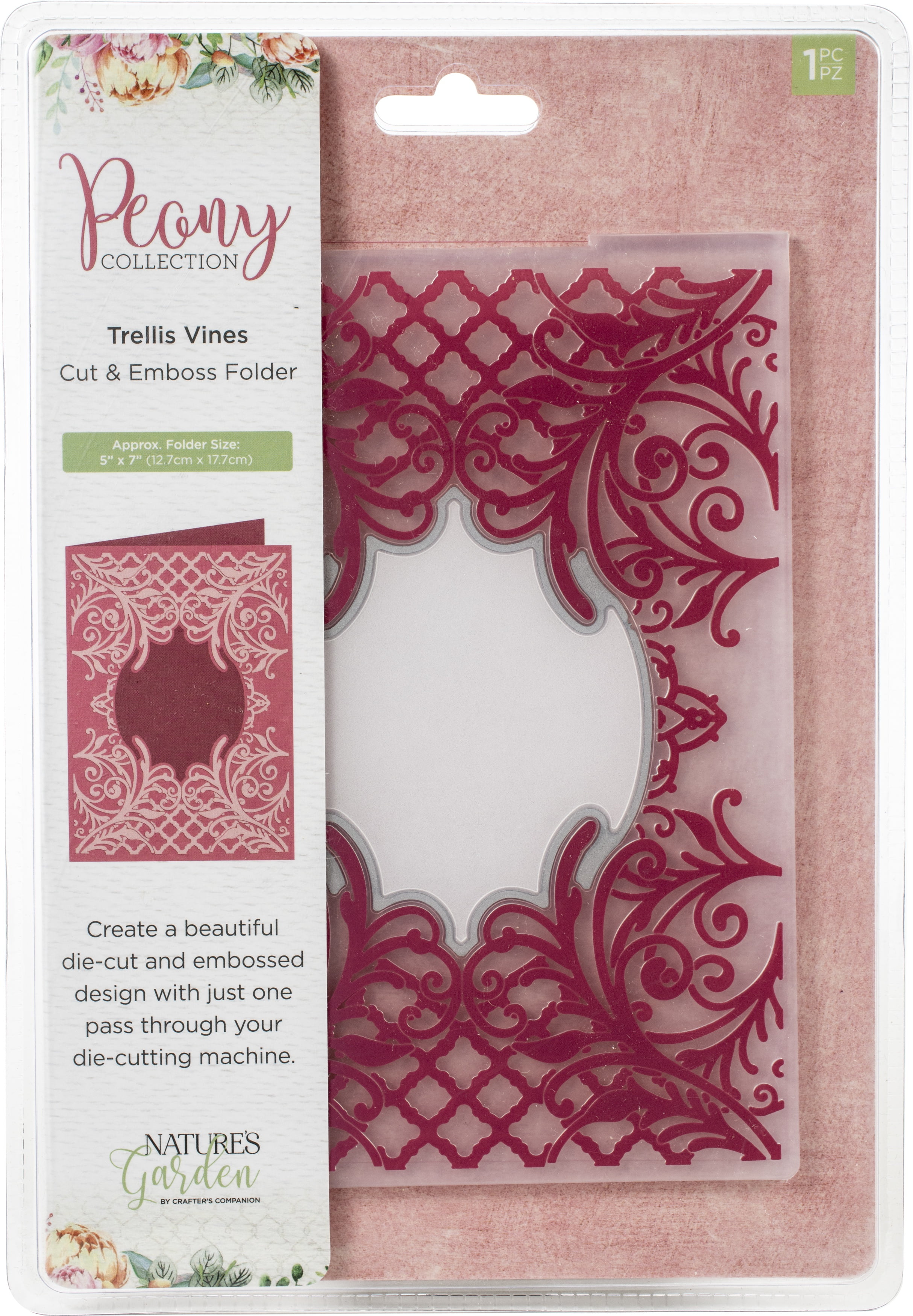 Nature's Garden Peony Cut & Emboss Folder 5"X7"-Trellis Vines - Walmart.com