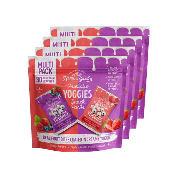 Nature’s Garden Probiotic Yoggies Variety Snack Packs, 21oz (0.7oz x 30) - Pack of 4 ...