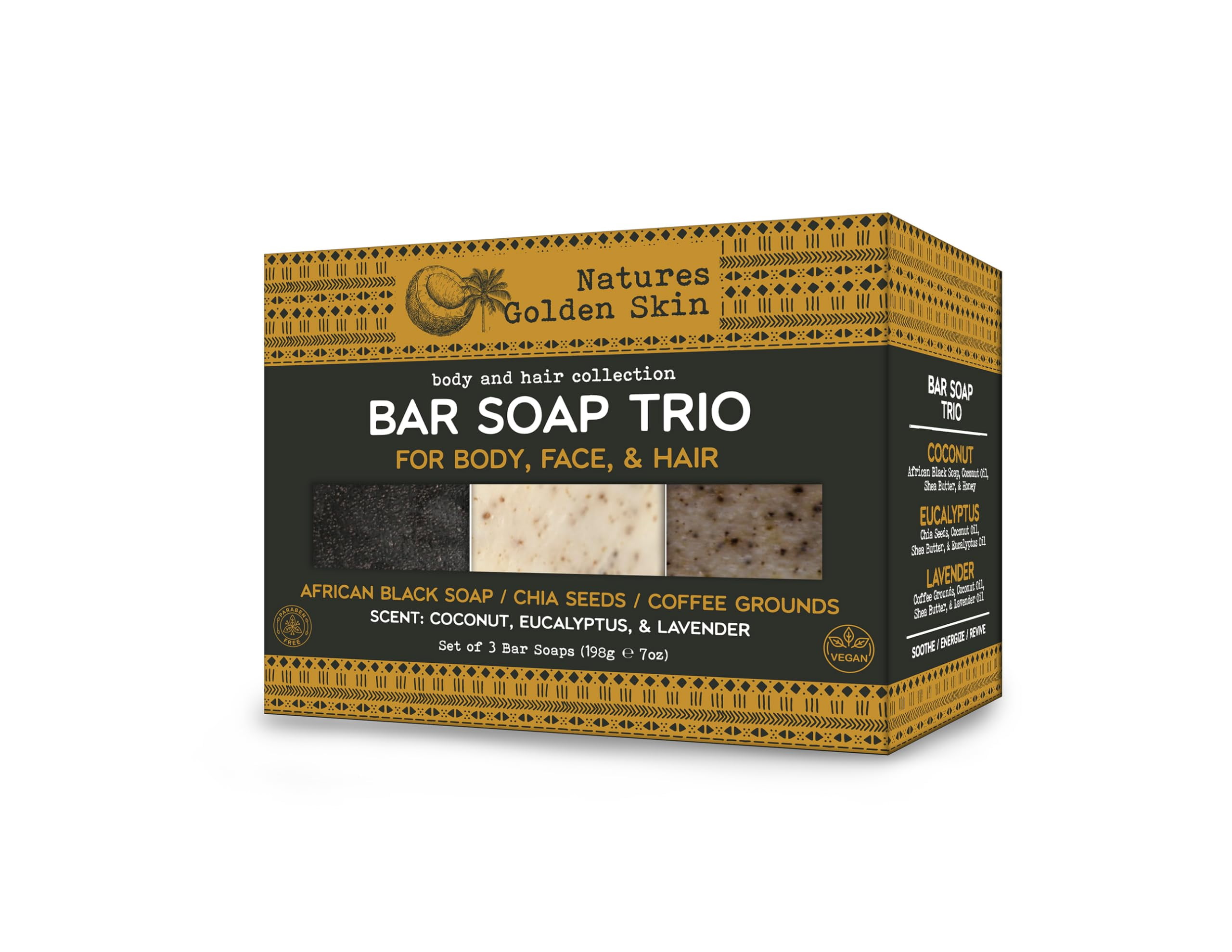 Nature's Golden Skin Bar DMF15 Soap Trio for Body, Face, & Hair ...