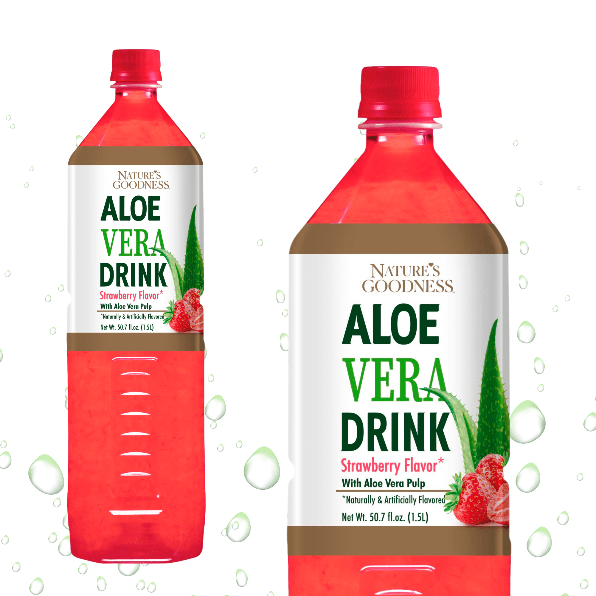 Nature's Goodness Pure Aloe Vera Drink with Pulp, Strawberry Flavor, 12 ...