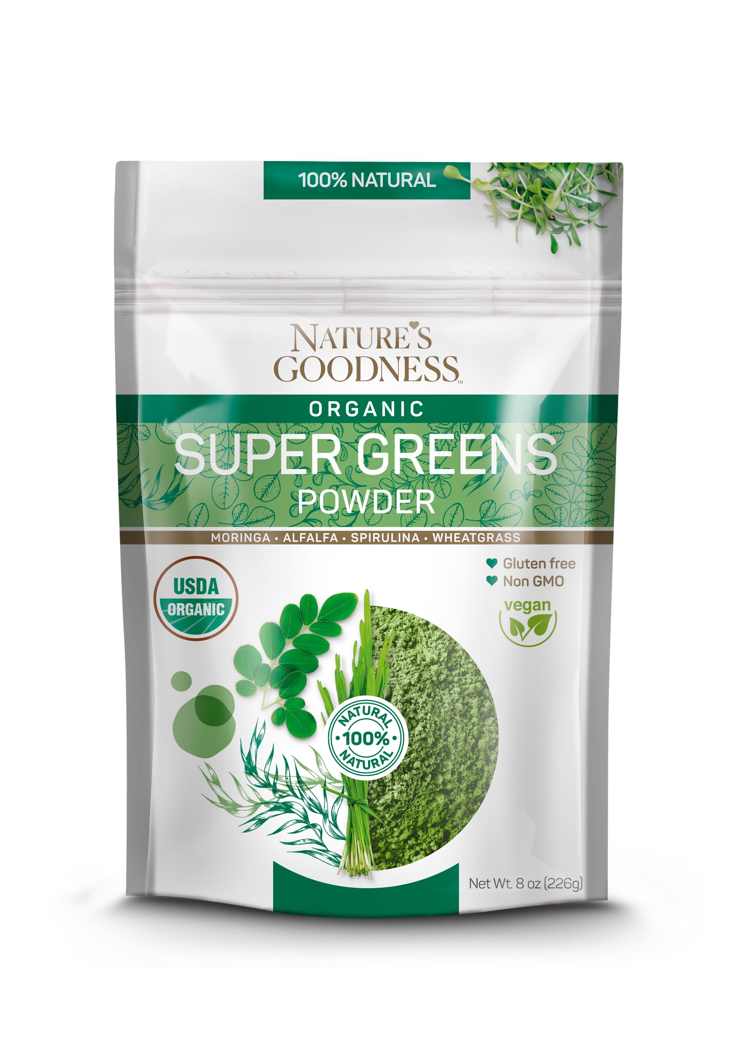 Nature's Goodness - Super Greens Powder with Moringa Alfaalfa Spirulina ...