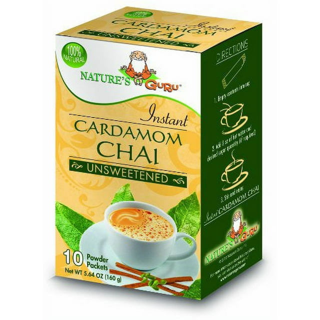 Nature's Guru Instant Cardamom Chai Tea Drink Mix Unsweetened 10 Count ...