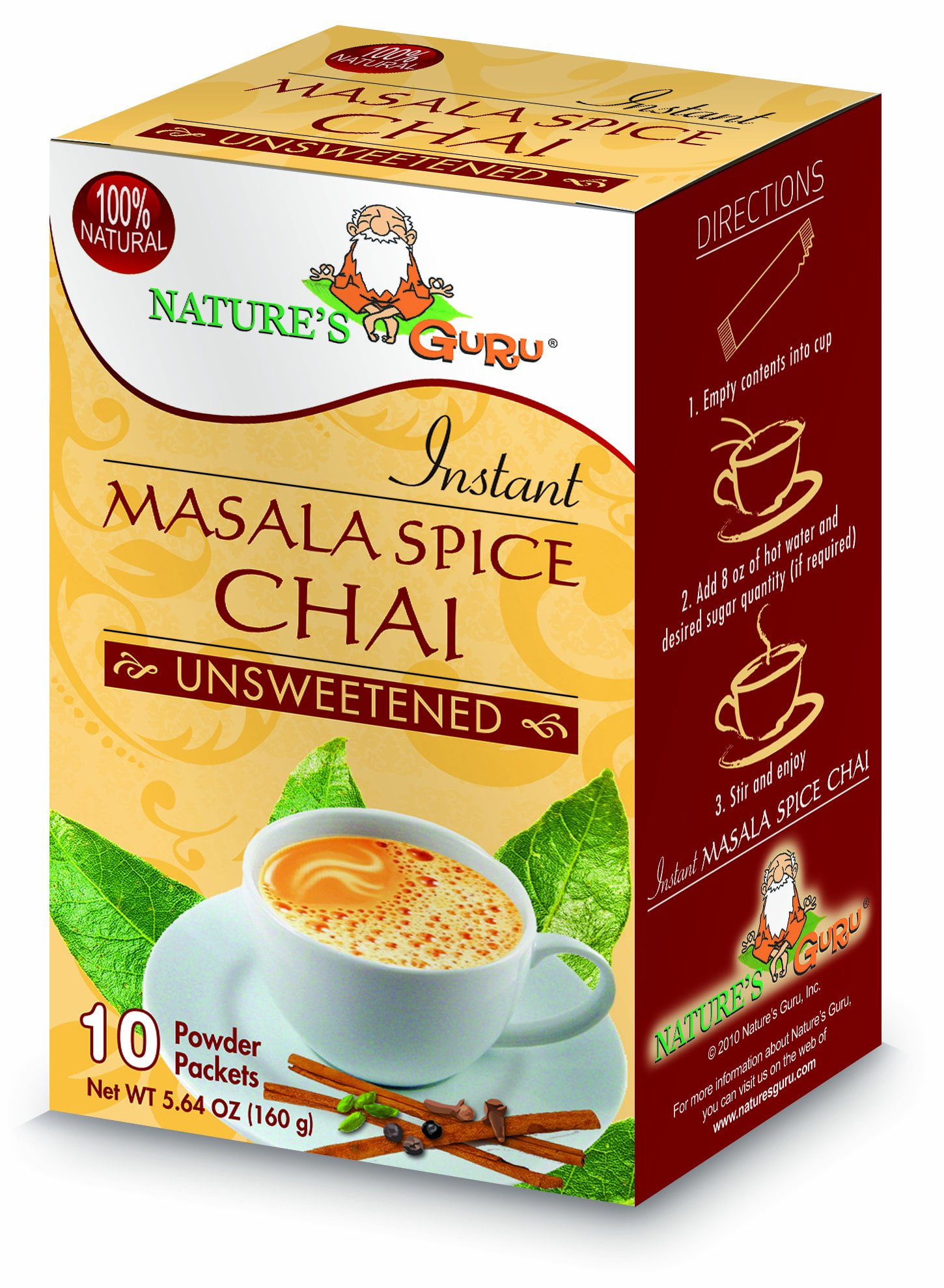 Nature's Guru Instant Masala Spice Chai ITL1 Tea Drink Mix Unsweetened ...