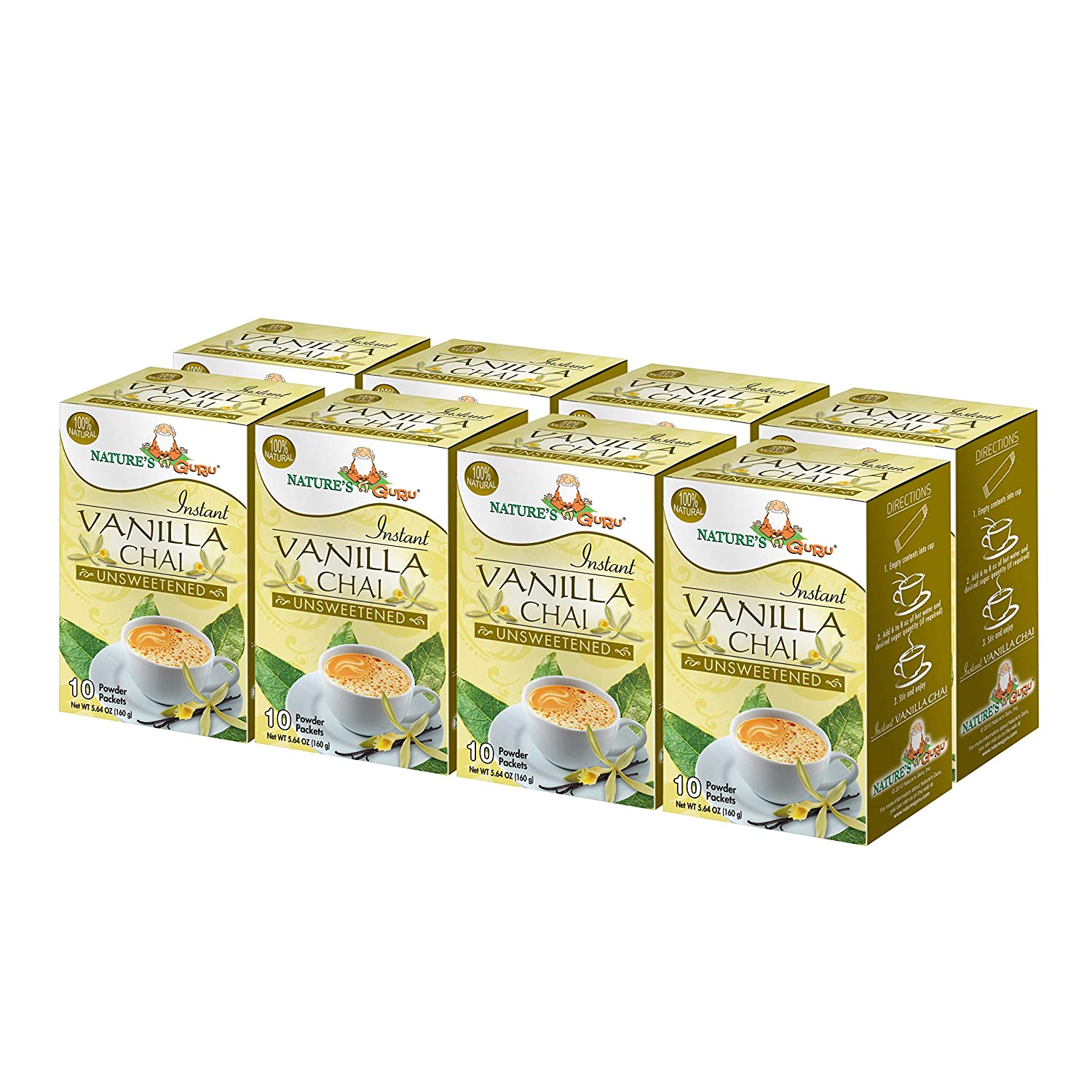 Nature's Guru Instant Vanilla Chai Tea Drink Mix Unsweetened 10 Count ...