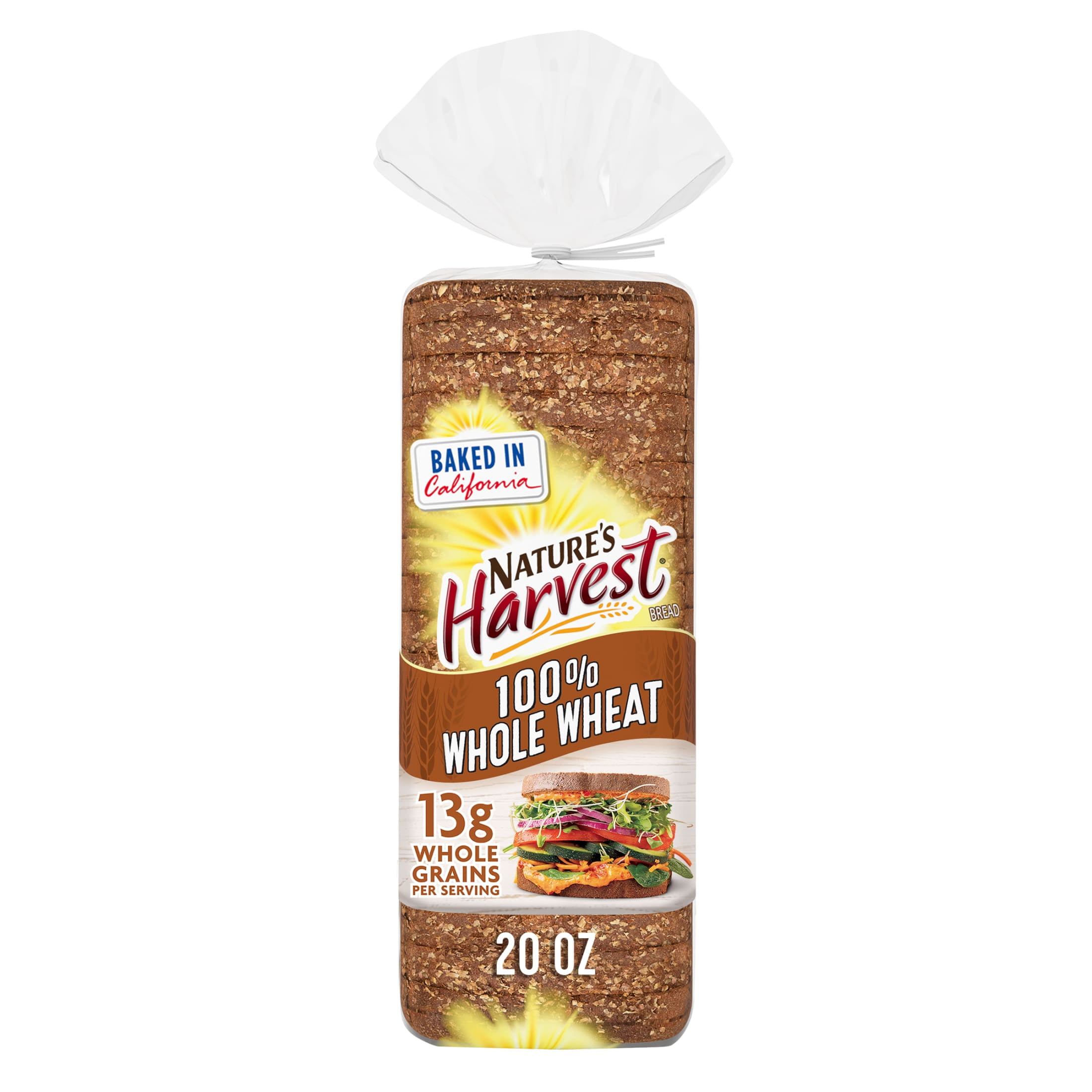 Nature's Harvest Whole Wheat Bread, 20 oz, Wheat Bread, Bag - Walmart ...