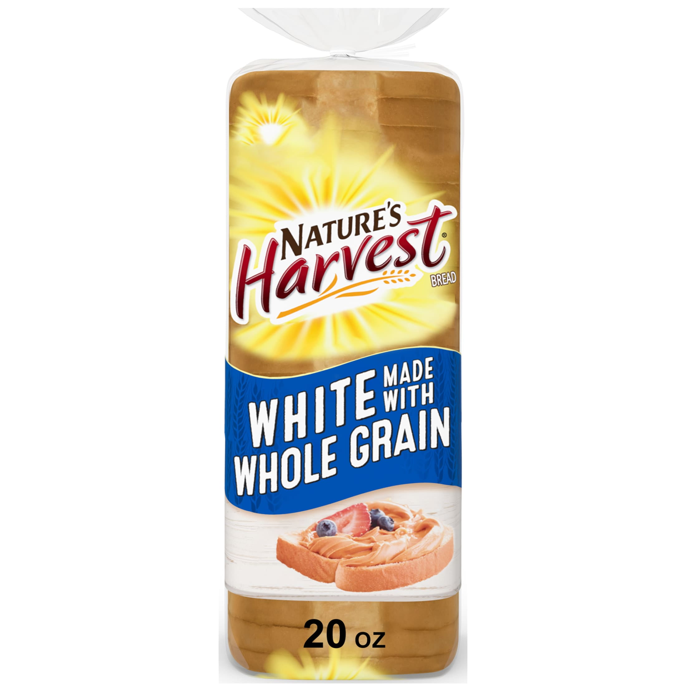 Nature's Harvest White made with Whole Grain Bread, 20 oz, Plain White Bread, Bag - Walmart ...