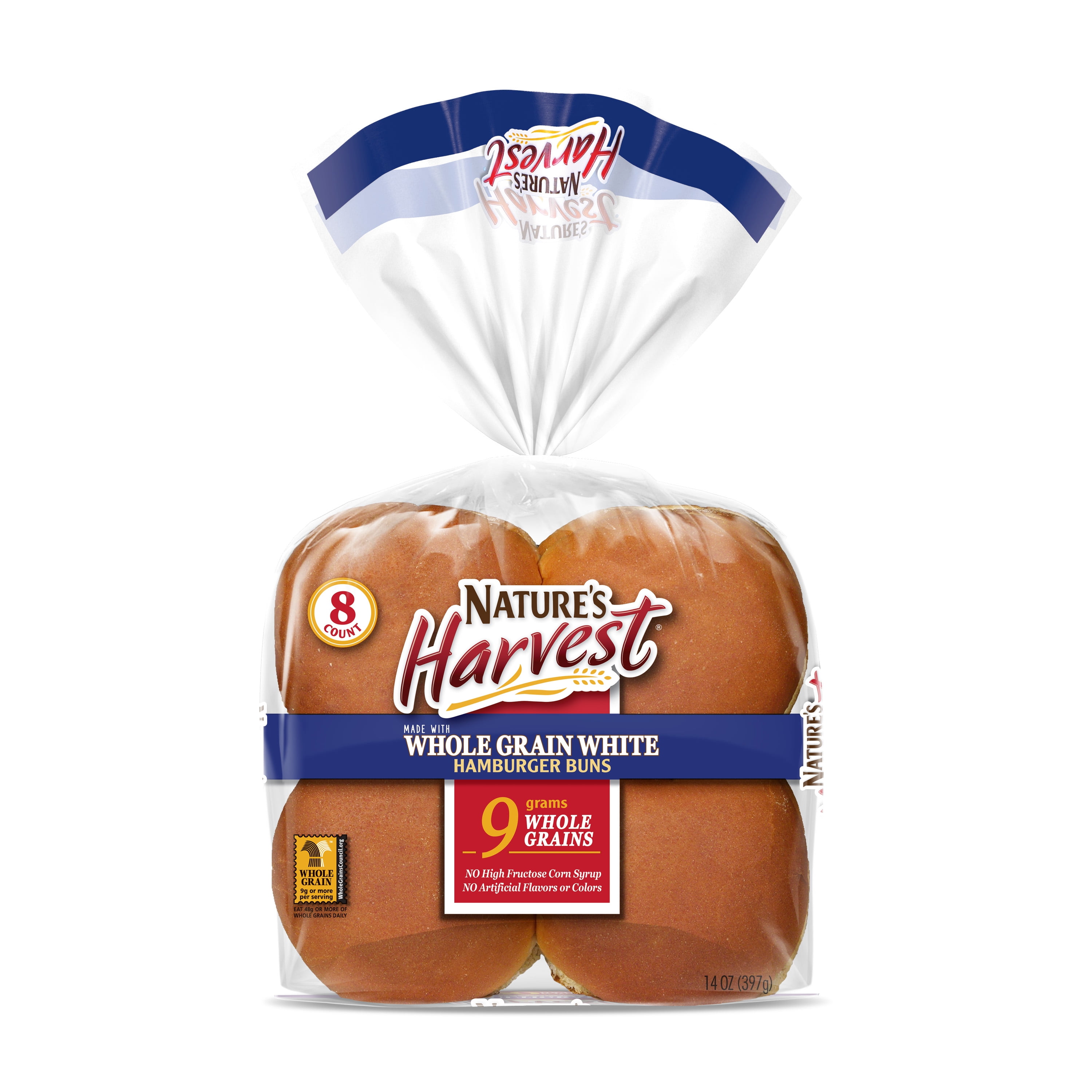 Nature's Harvest Whole Grain White Hamburger Buns, 8 count, 14 oz ...