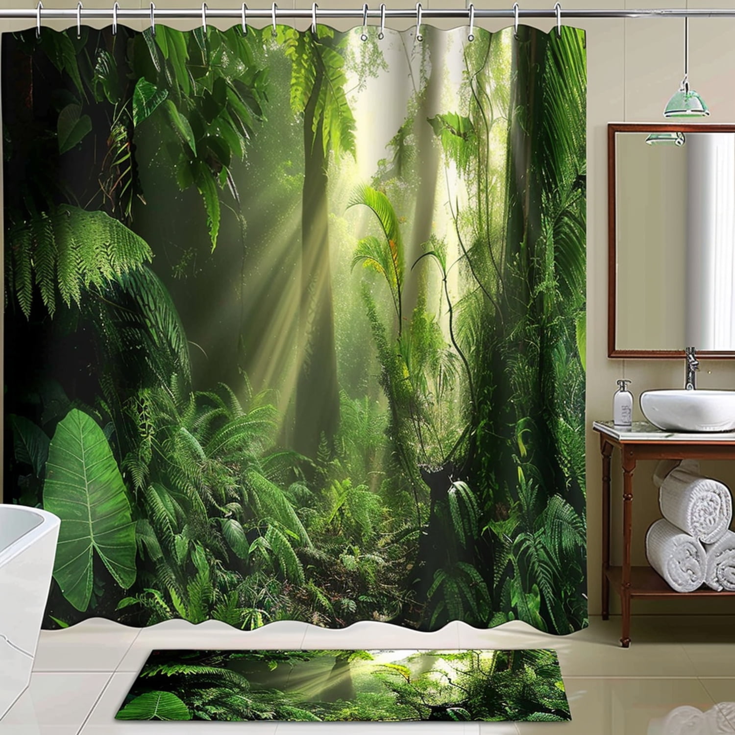 Natures Haven Bathroom Set Tropical Rainforest Shower Curtain Bring