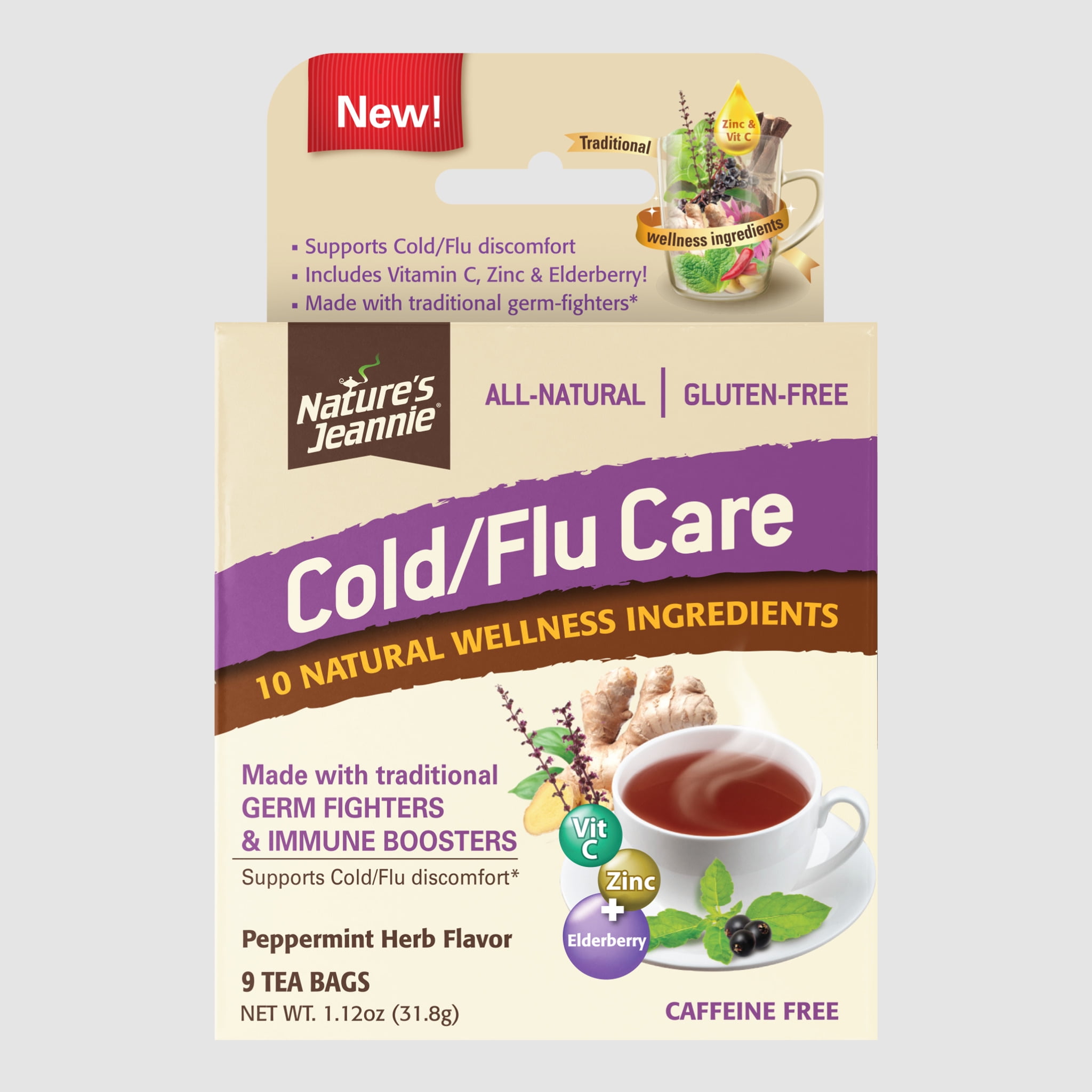 Nature's Jeannie Cold Care Tea - Peppermint Herb Flavor - 9 Tea Bags ...