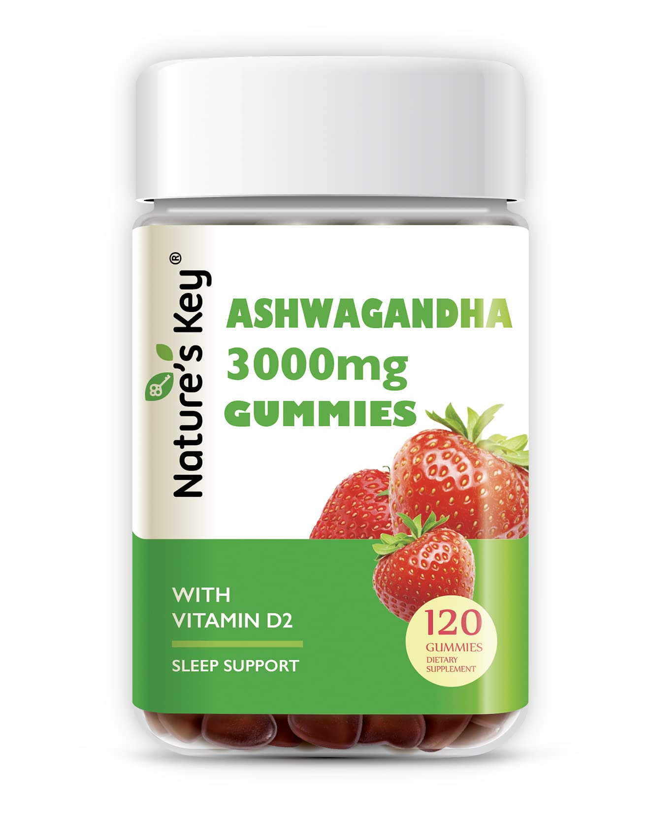 Nature's Key Ashwagandha Gummies with Vitamin D2,for Men & Women (120 ...