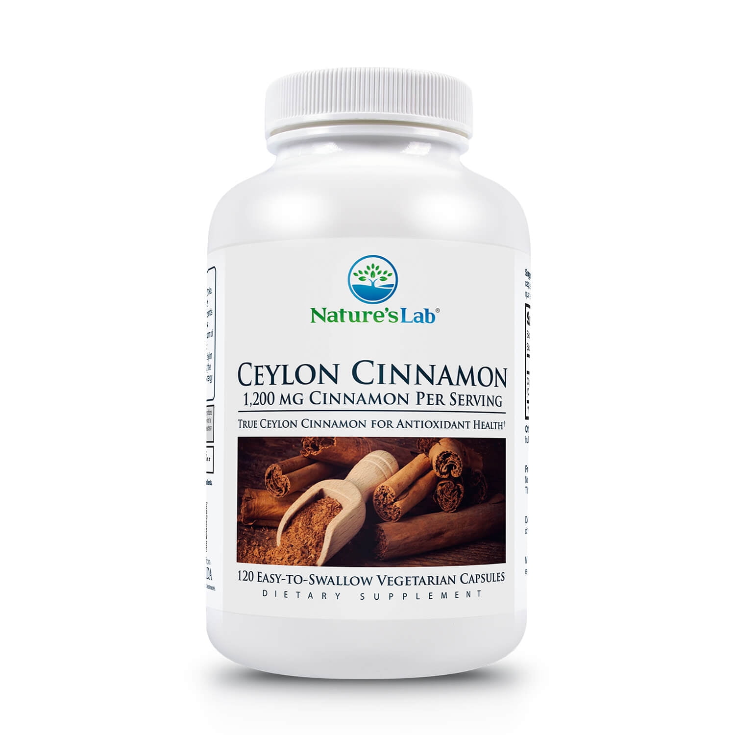 Nature's Lab Ceylon Cinnamon - 1,200 mg True Cinnamon Per Serving - 120 ...
