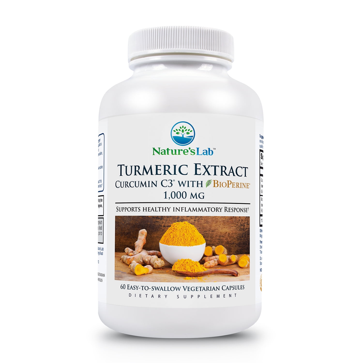 Nature's Lab Turmeric Extract 1000mg - 60 Capsules, Supplement for ...