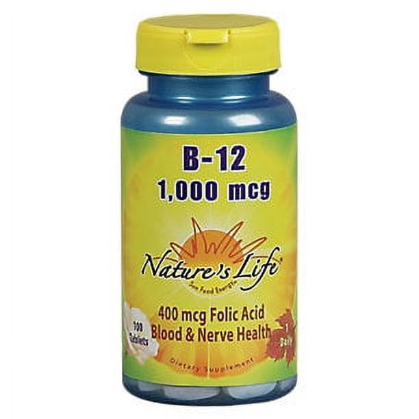 Natures Life Vitamin B-12 1000mcg - Vegetarian, Yeast-Free 100 Tablet ...