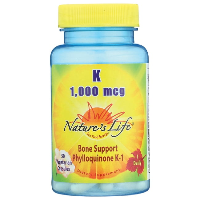 Nature's Life Vitamin K 1000mcg Phylloquinone K-1 Supplement, Healthy ...