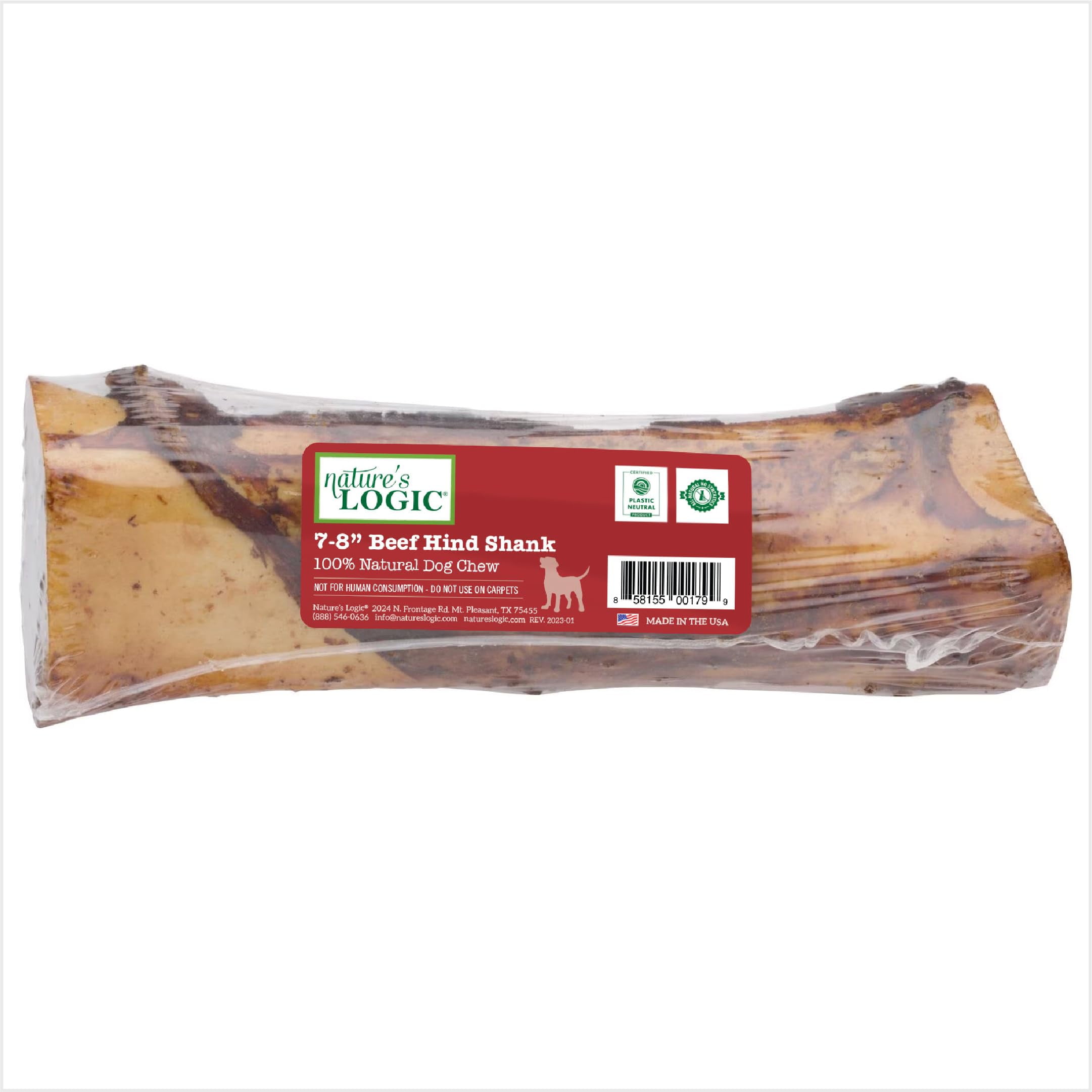 Nature's Logic BeefITSC Hind Shank Bone - 7-8'' Long Chew - Protein ...