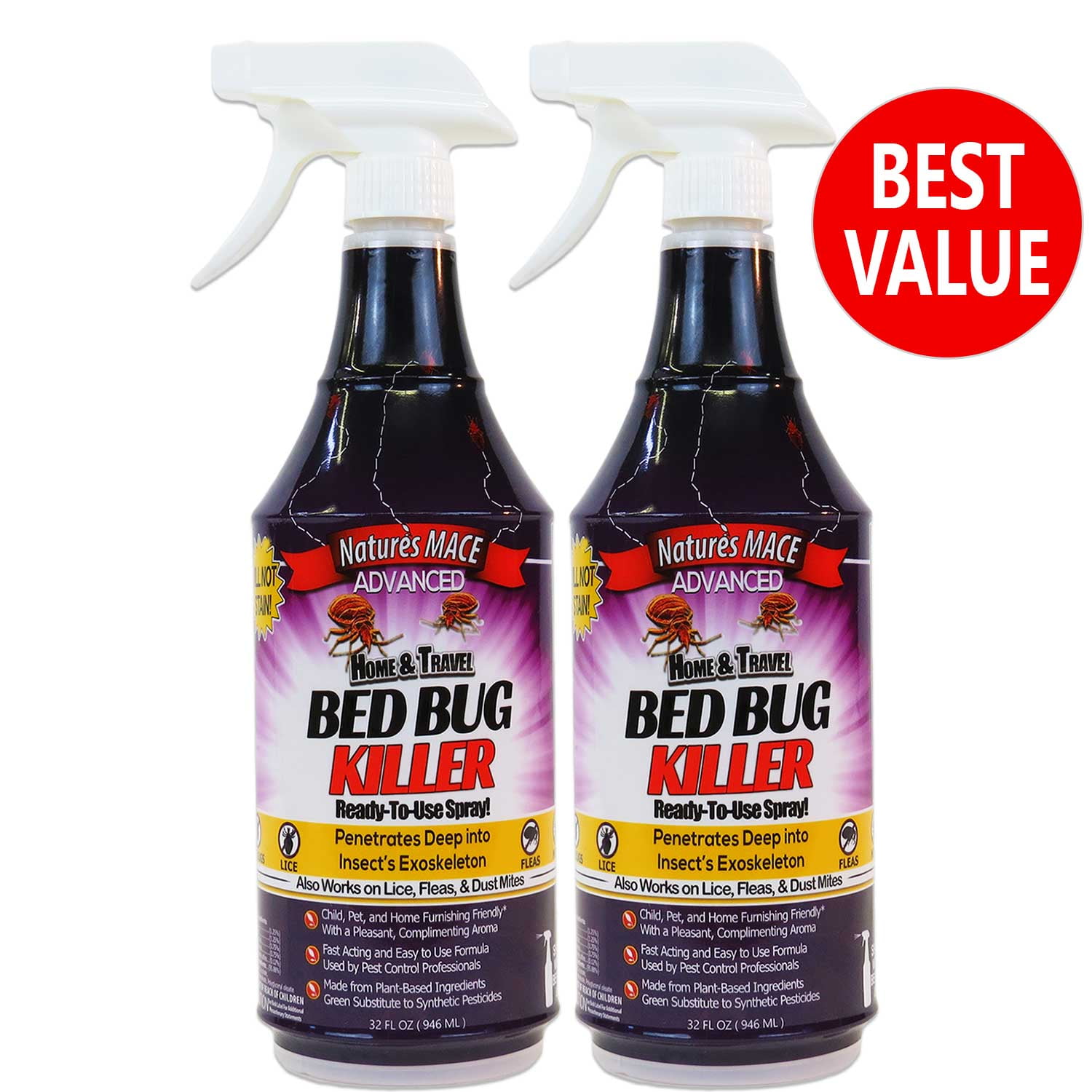 Nature's MACE 32oz Bed Bug Treatment Spray (2-Pack) | Effective Lice ...